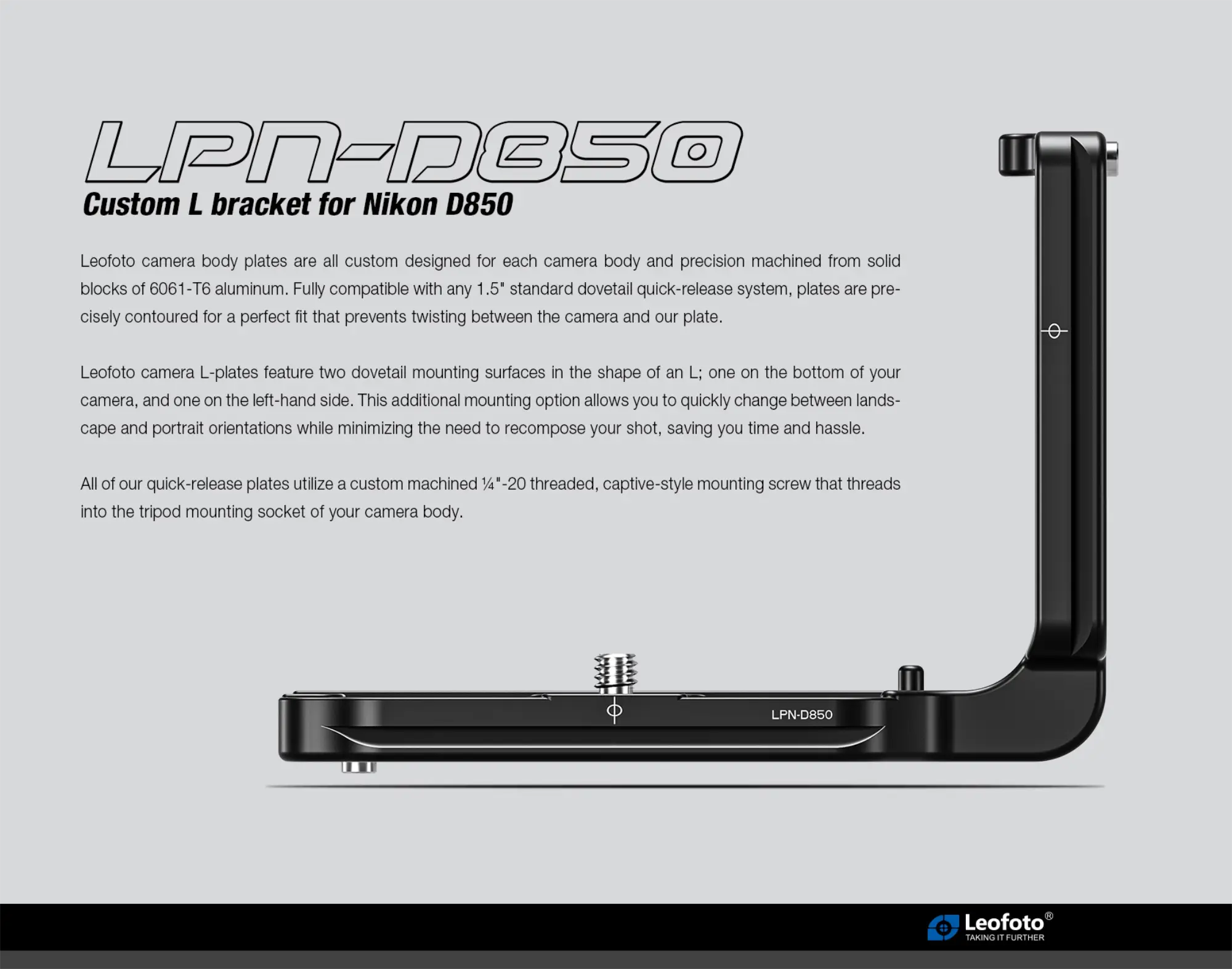 Leofoto LPN-D850 L-Bracket for Nikon D850 | Leofoto Australia